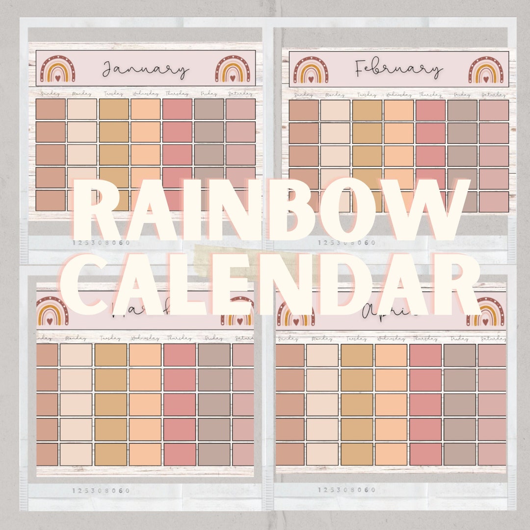 Boho Rainbow Calendar - Print and Go or Editable - Etsy