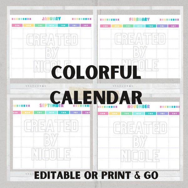 Colorful Calendar - Etsy