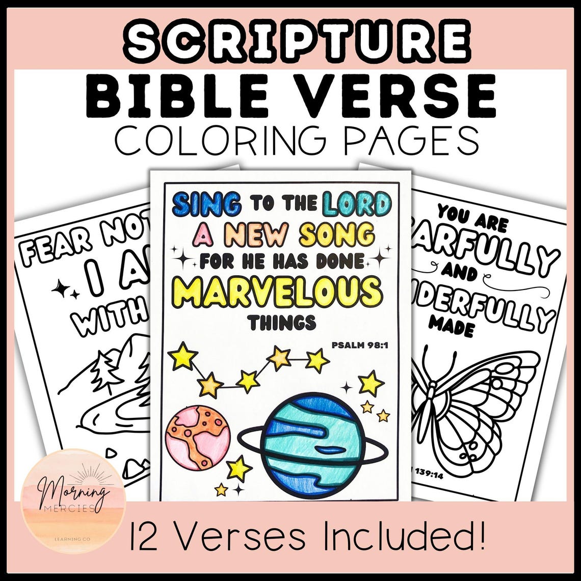 Bible Verse Coloring Pages, Scripture Memorization, Sunday Church ...