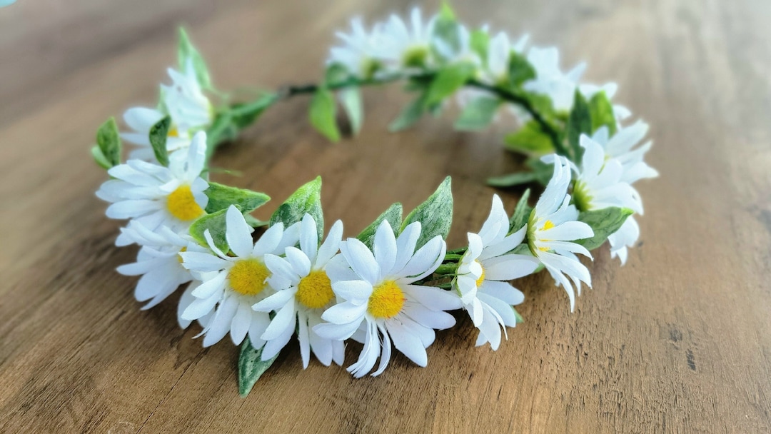 White Daisy Flower Crown, Flower Girl Halo, Festival Accessory, Baby ...