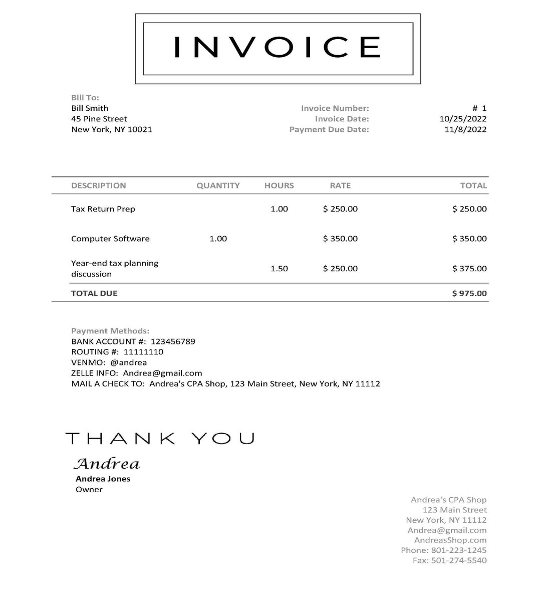 Simple Excel Invoice Template With Macros 4 - Etsy