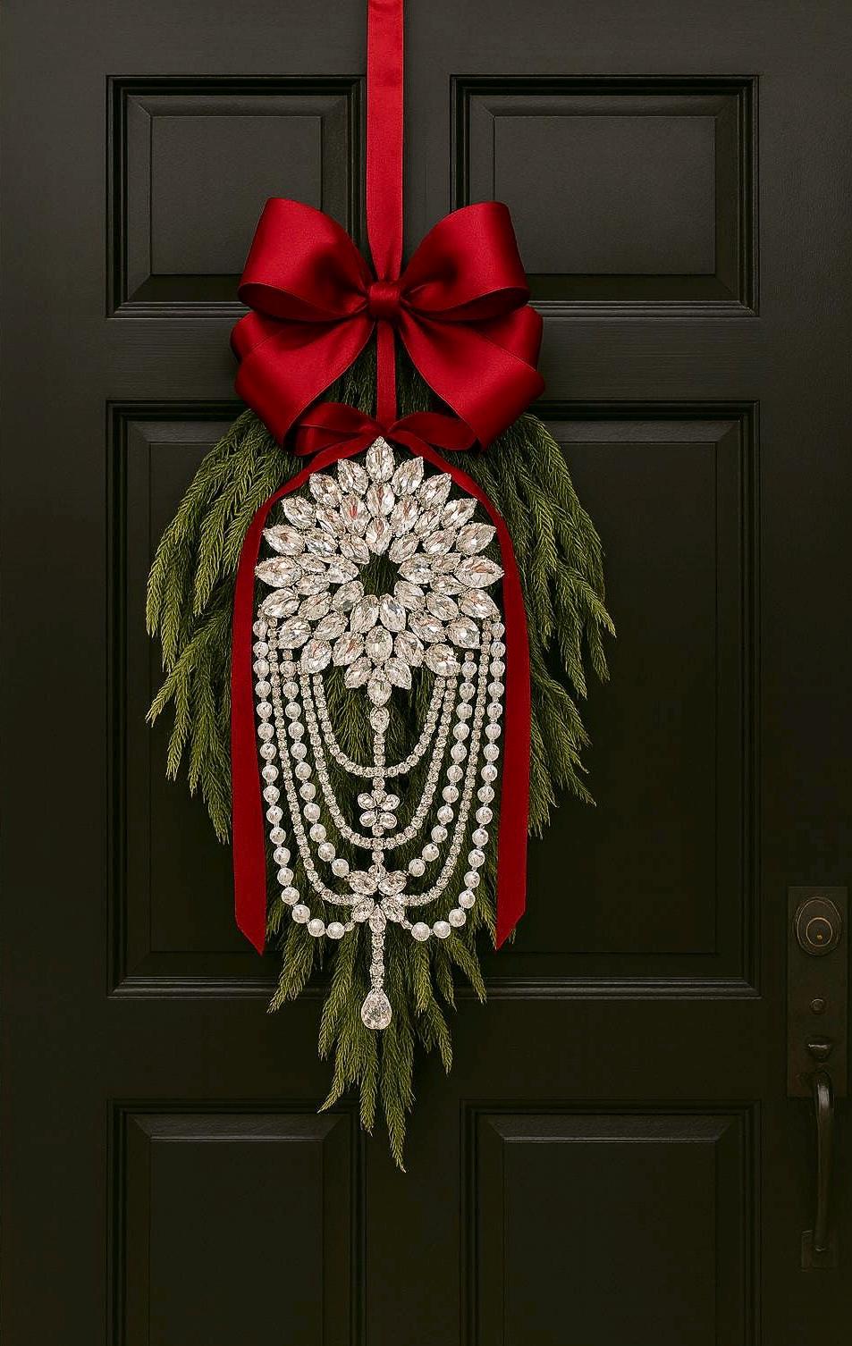 Christmas Staircase Swag | Jeweled Door Swag | Christmas Swag for ...
