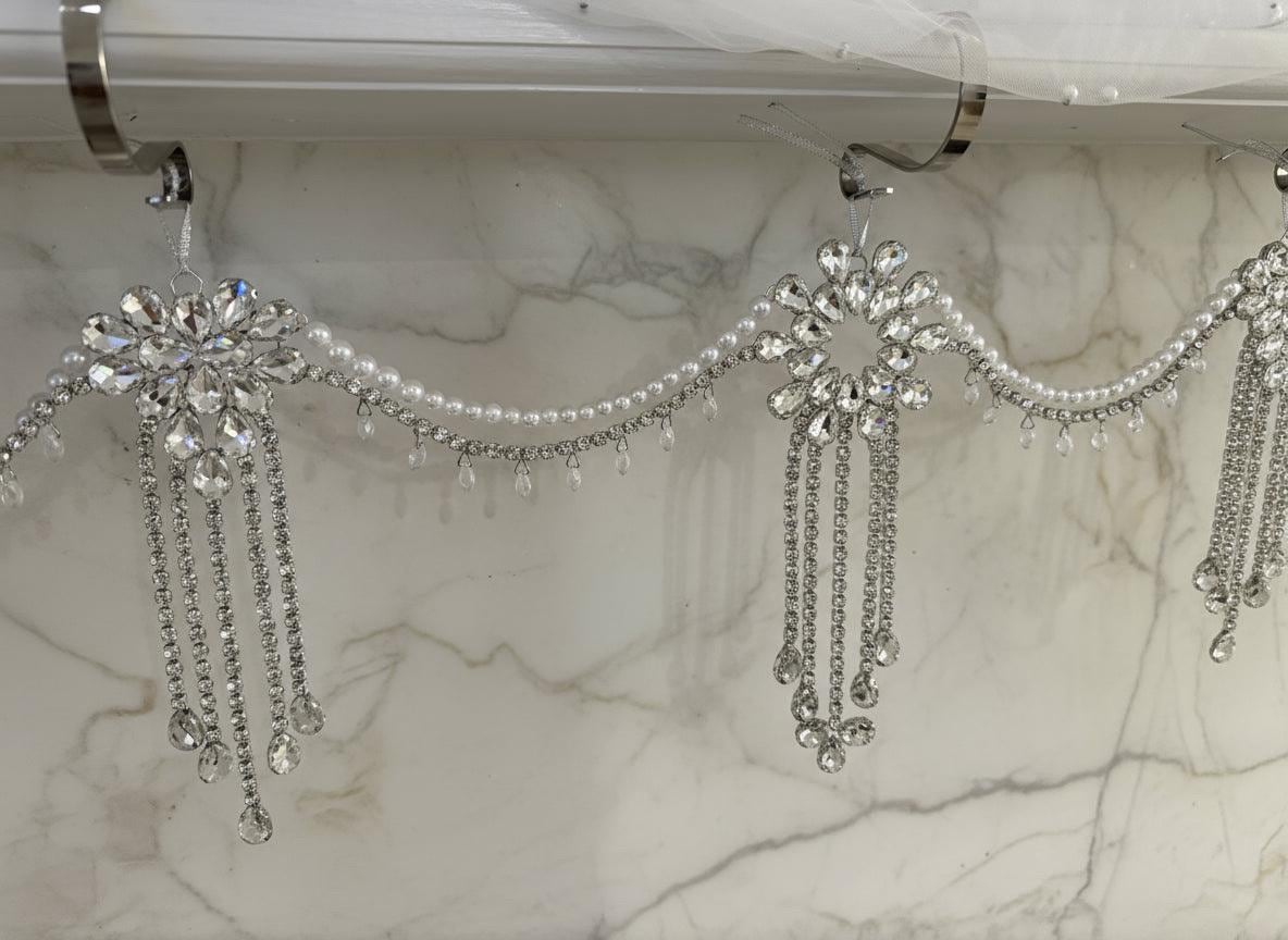 Jeweled Rhinestone Mantel Garland | Luxury Crystal Fireplace Swag ...