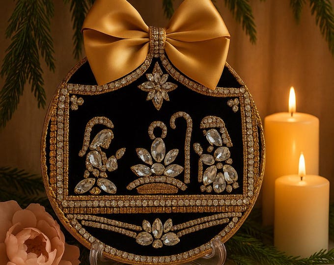 Handmade Jeweled Nativity Scene: Rhinestone Velvet Christmas Decor - Etsy
