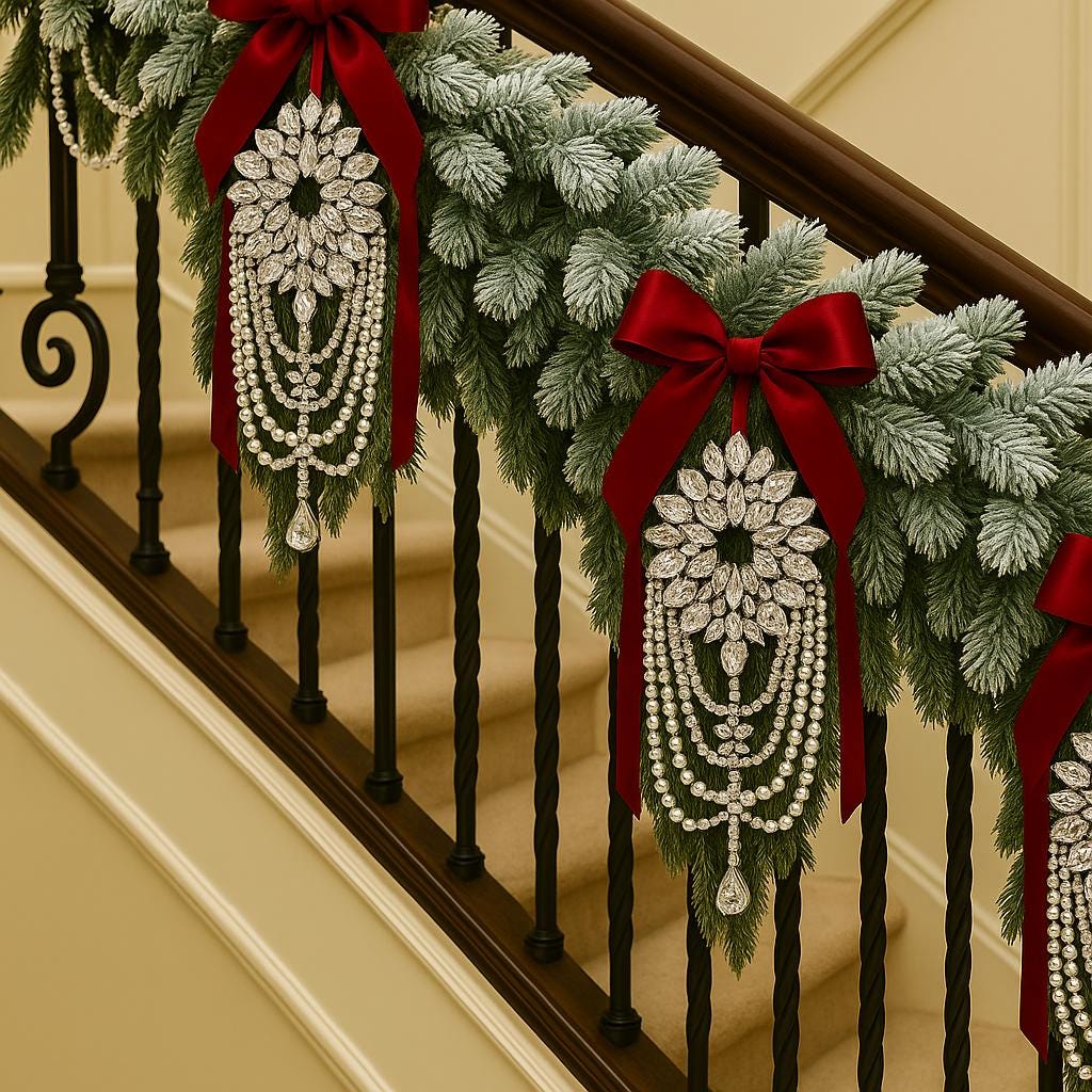 Christmas Staircase Swag | Jeweled Door Swag | Christmas Swag for ...
