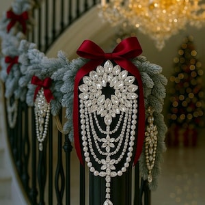 Christmas Staircase Swag | Jeweled Door Swag | Christmas Swag for ...