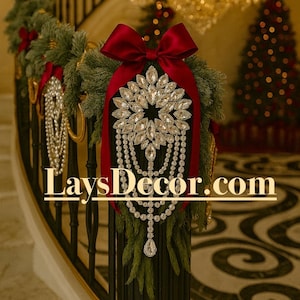 Christmas Staircase Swag | Jeweled Door Swag | Christmas Swag for ...