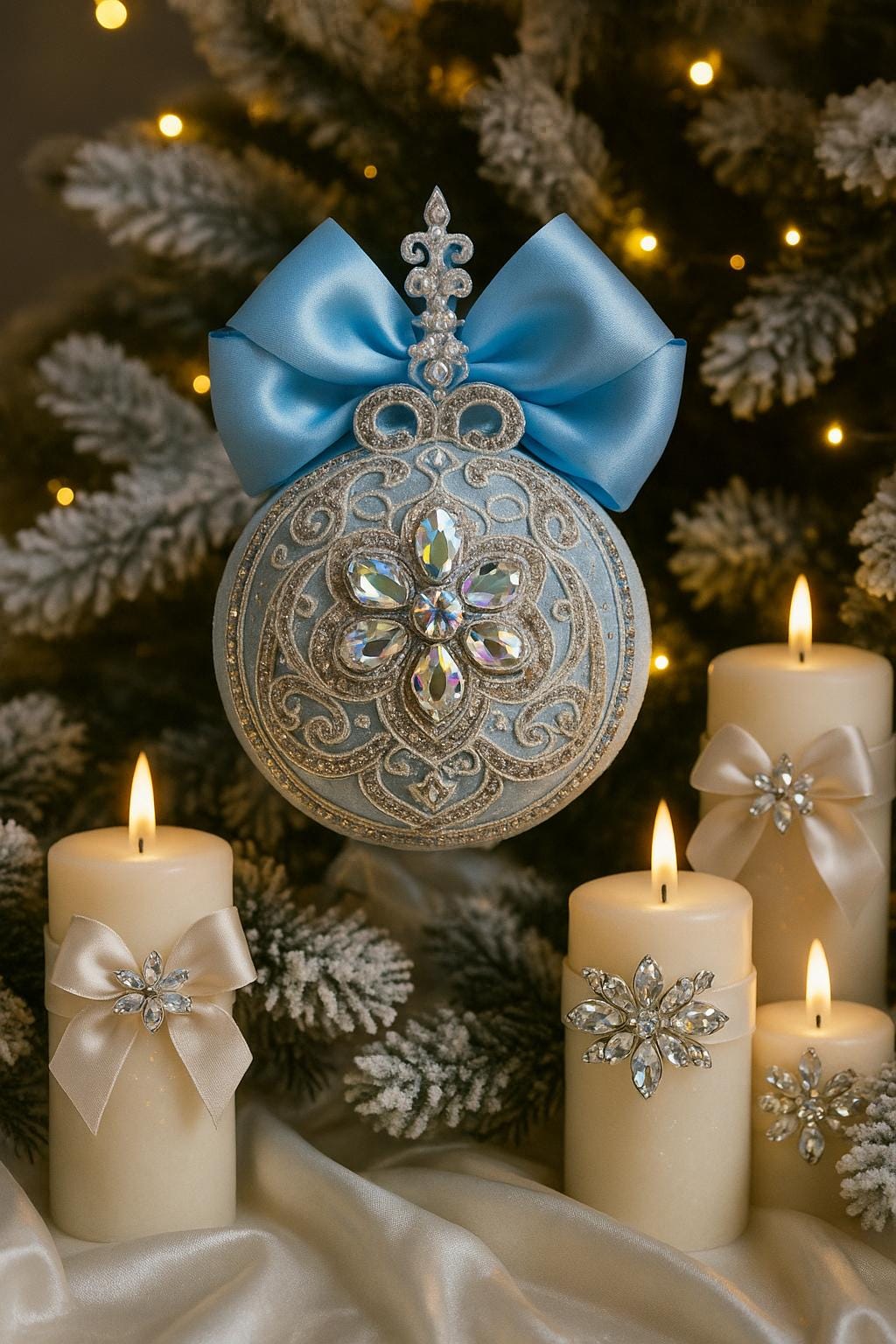 Blue Velvet Christmas Ornaments | Sparkling Winter Wonderland Decor ...