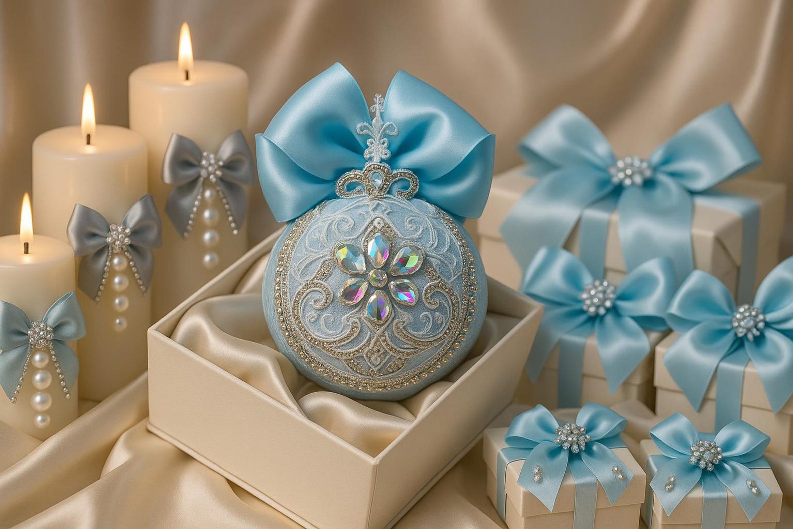 Blue Velvet Christmas Ornaments | Sparkling Winter Wonderland Decor ...
