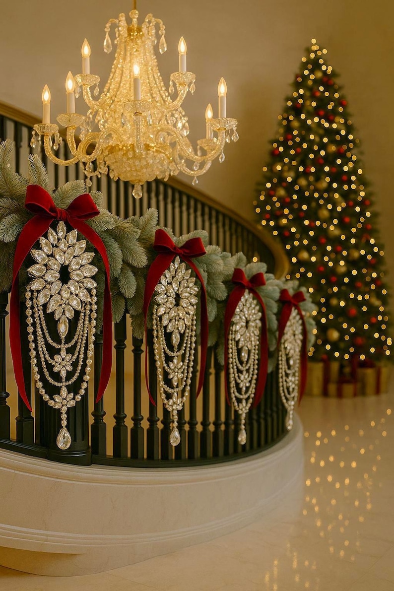 Christmas Staircase Swag | Jeweled Door Swag | Christmas Swag for ...