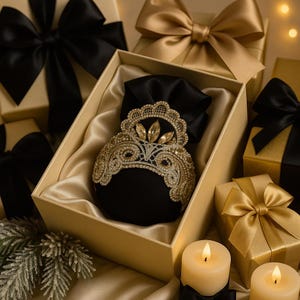 Handmade Black & Gold Christmas Ornament: Luxe Holiday Decor - Etsy