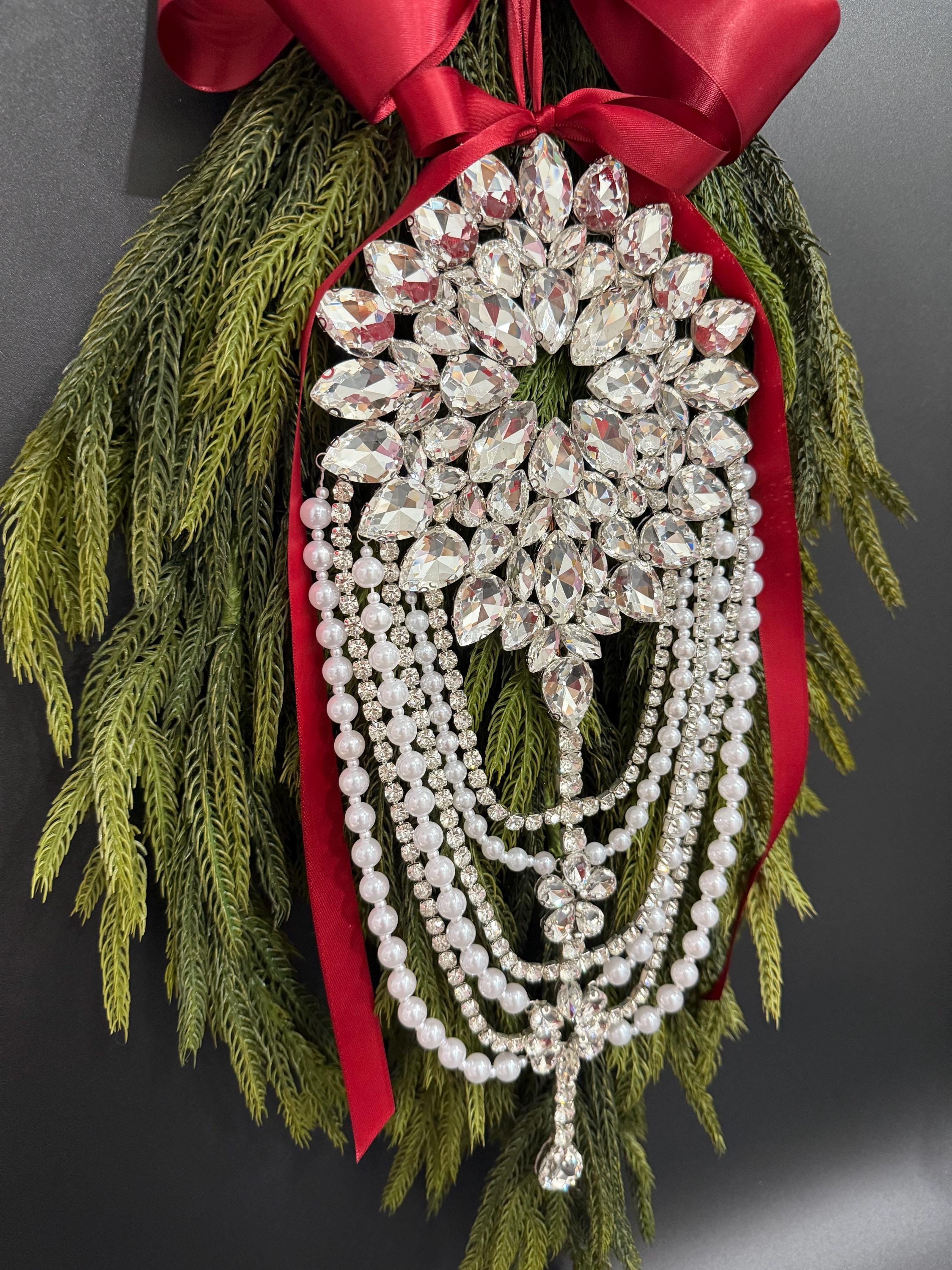 Christmas Staircase Swag | Jeweled Door Swag | Christmas Swag for ...
