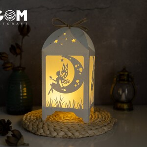 Moon Fairy Lantern Template - Paper Cut - Light Box SVG File - DIY ...