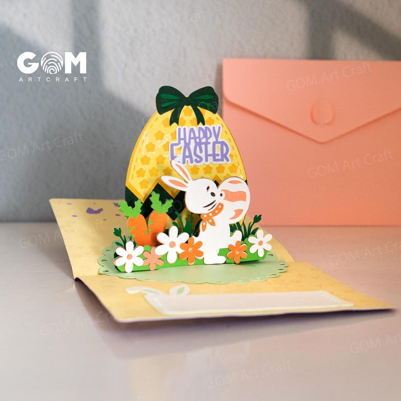 Modello di biglietto pop-up a forma di uovo di Pasqua, biglietto di ...