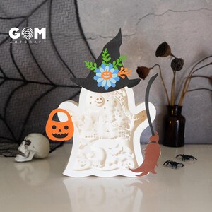 Set 3 Ghost Shadow Box - Halloween Paper Cutting Template - Lantern ...