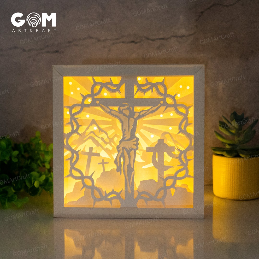 Cross Light Box SVG Jesus Shadow Box DIY Paper Easter Lanterns ...