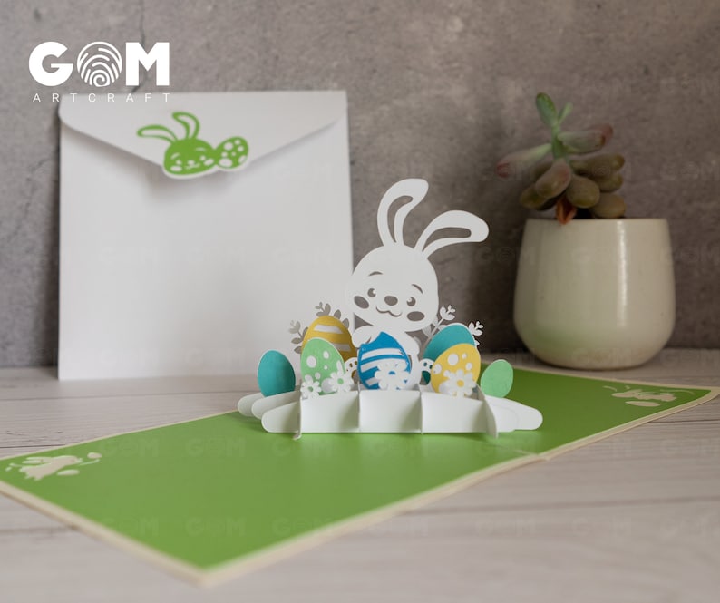 Easter Pop-up Card Template Bunny and Eggs Pop-up Card - Etsy