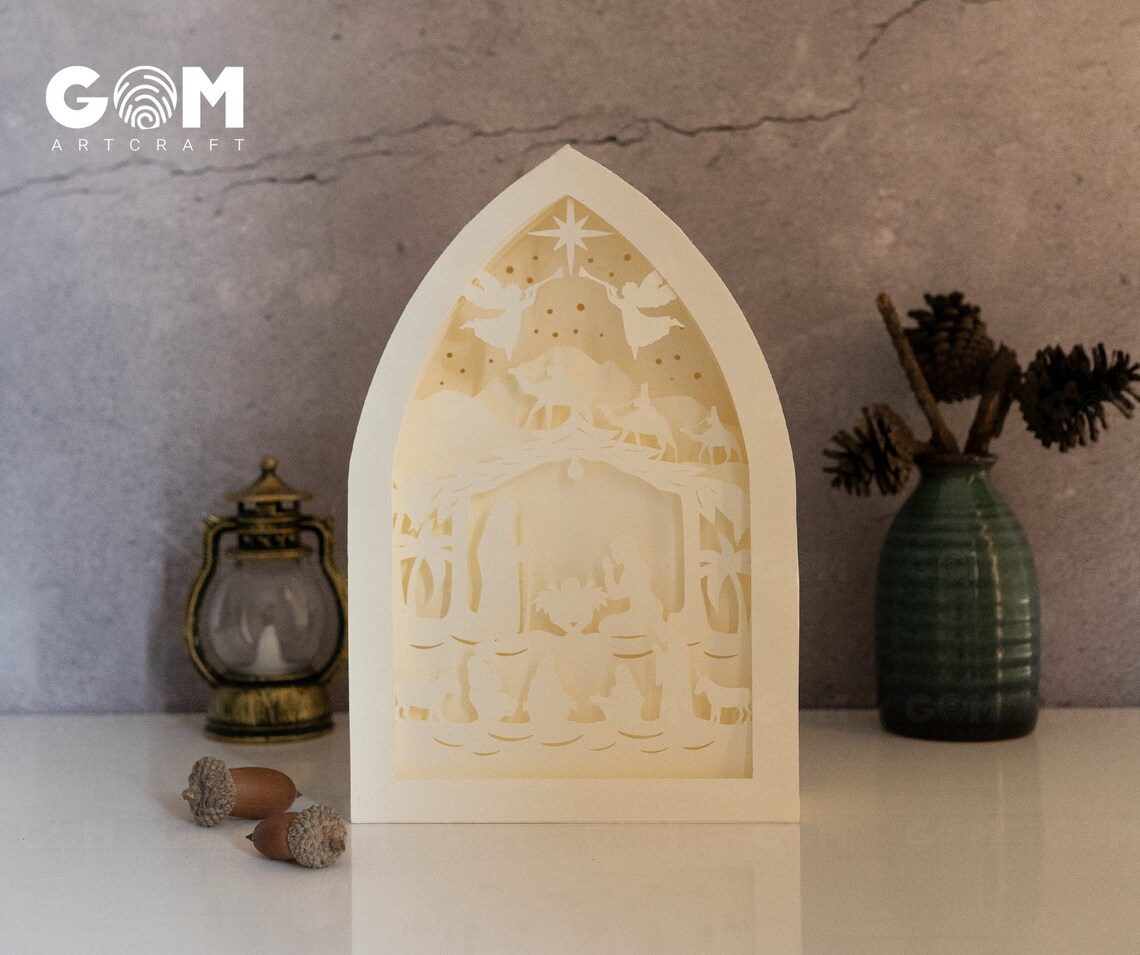 Nativity of Jesus Domed Shadow Box SVG Paper Cut Template - Etsy Canada
