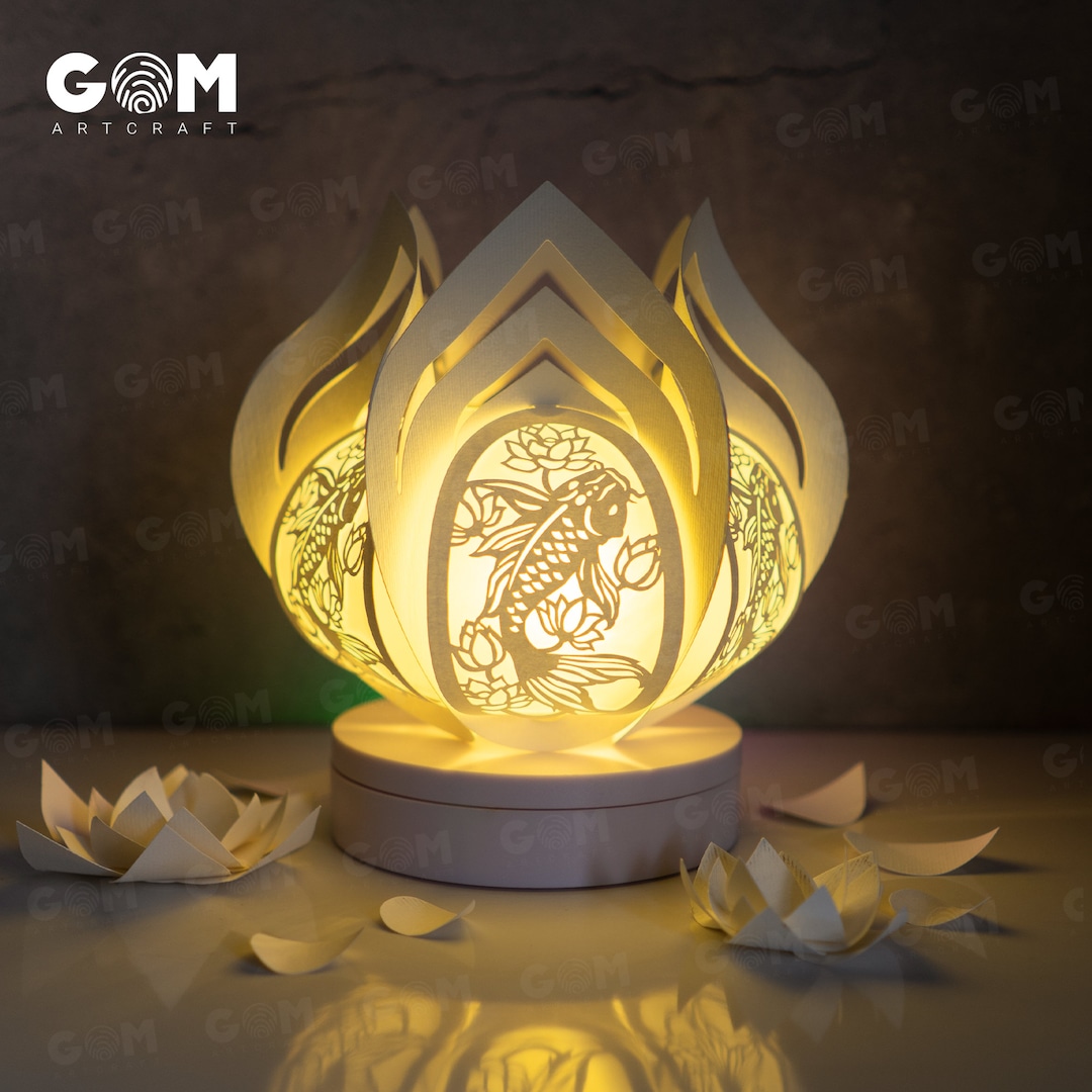 Lotus Lanterns SVG - Paper Lanterns Lotus and Carp - Paper Cutting ...