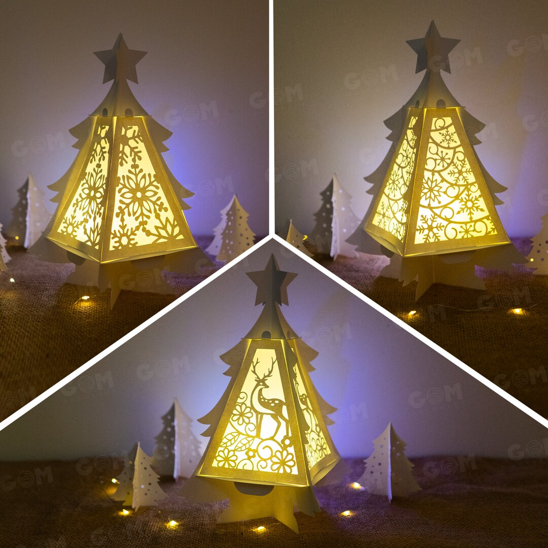 Christmas Tree Lantern SVG Template – DIY Papercraft (pack of 3 ...