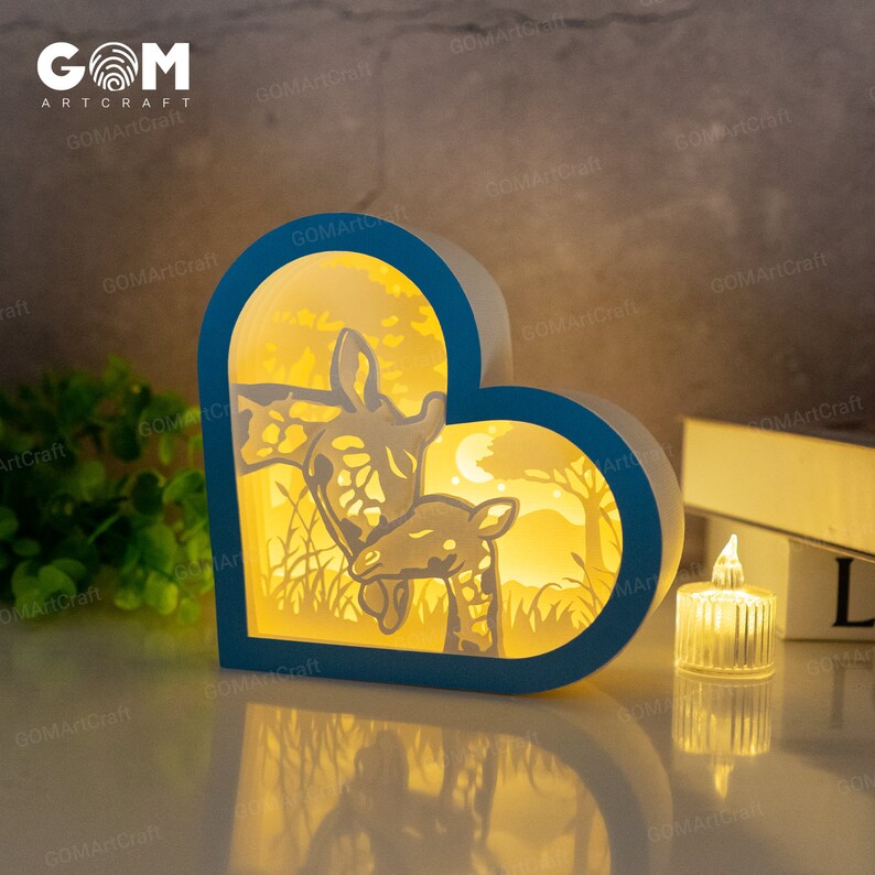Mother & Baby Giraffe Heart Light Box Template SVG (digital Download ...