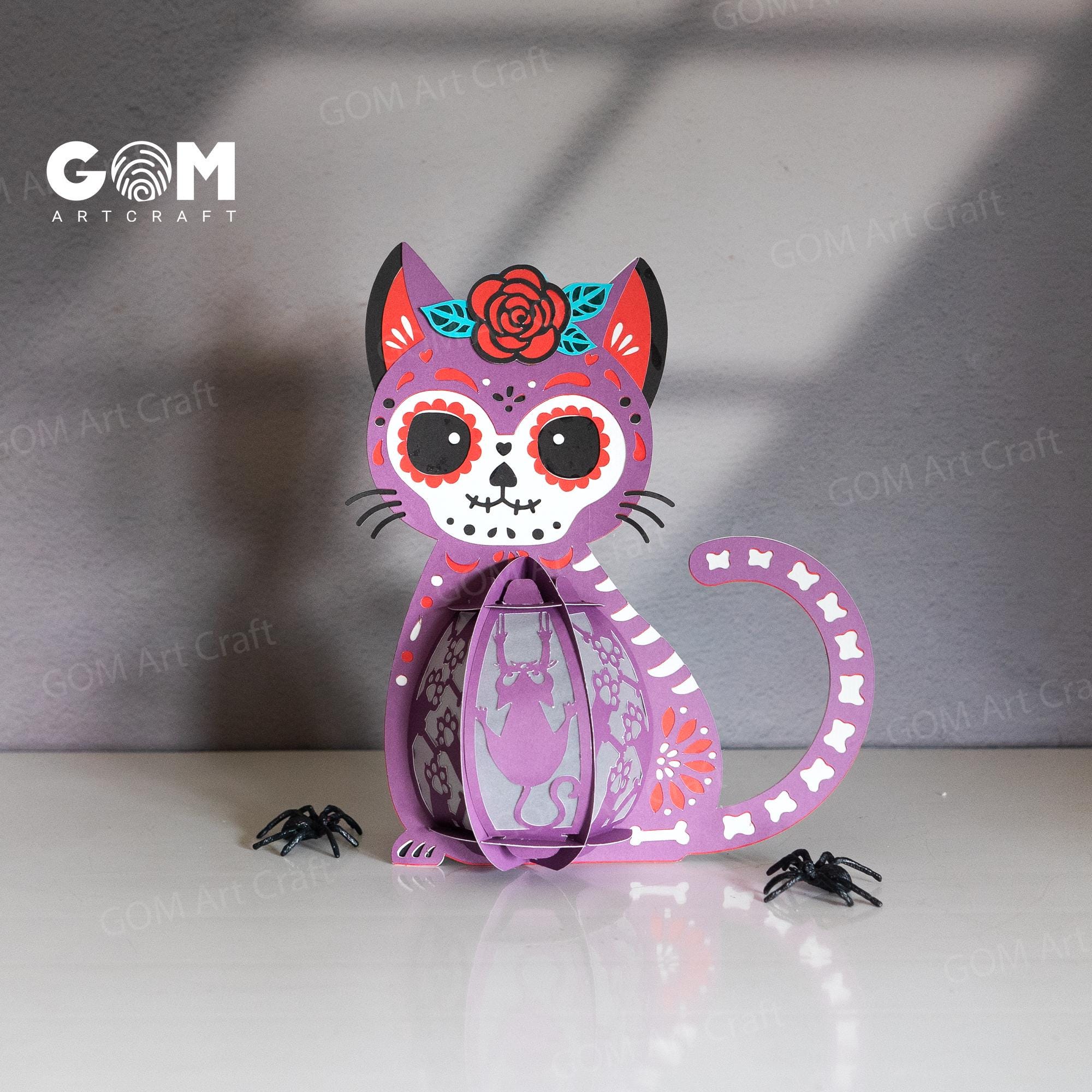 Set 3 Animals Catrina Lantern Template SVG, Day of the Dead Lantern ...