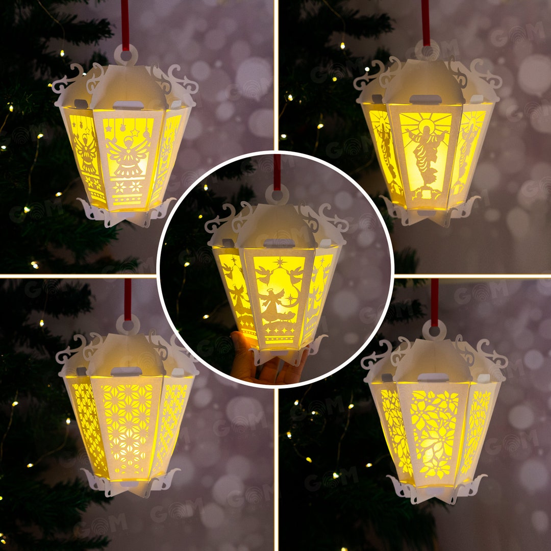 Set 5 Christmas Hexagona Lantern Hanging - Christmas Ball Template ...