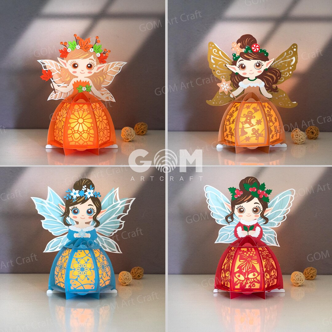 Fairy Lantern Template SVG Set: Autumn, Gingerbread, Christmas, Snow - Etsy
