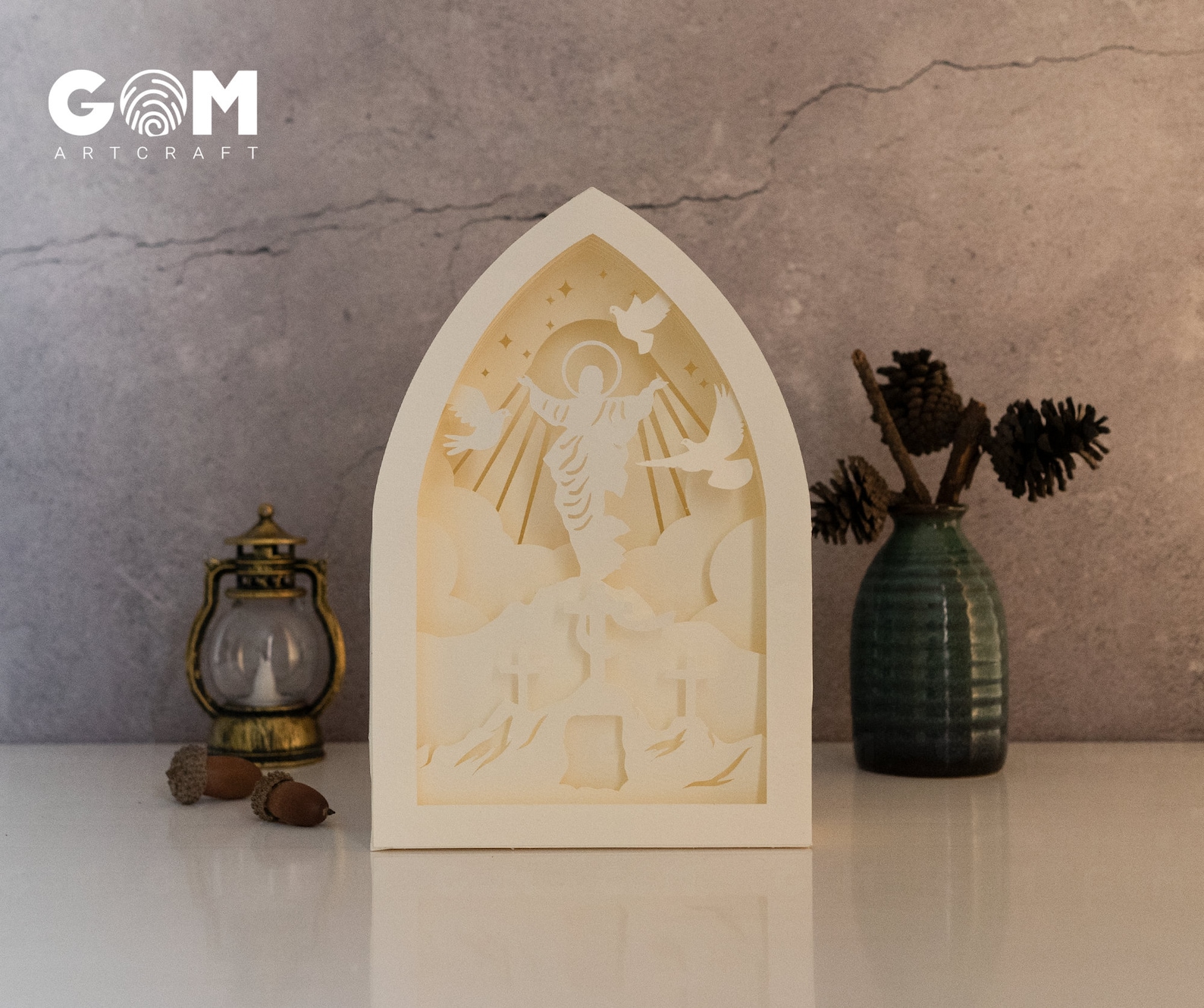 Combo 3 Jesus Domed Shadow Box SVG - Paper Cut Template - Light Box SVG ...