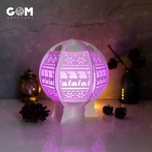 Snowball Lantern SVG Deer Motif Lantern Template Merry Christmas DIY ...