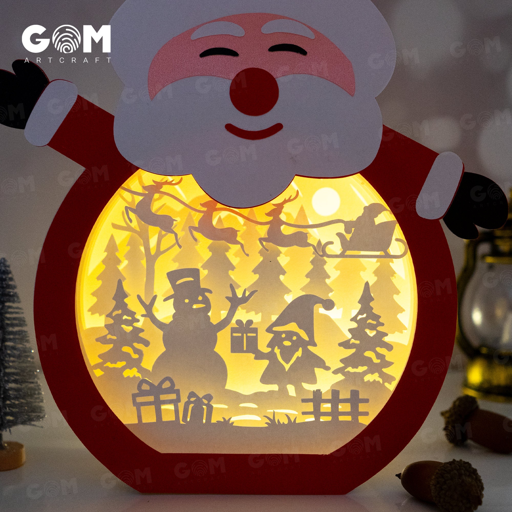 Santa Claus Shadow Box SVG - Gnomes Shadow Box - Christmas Shadow Box ...