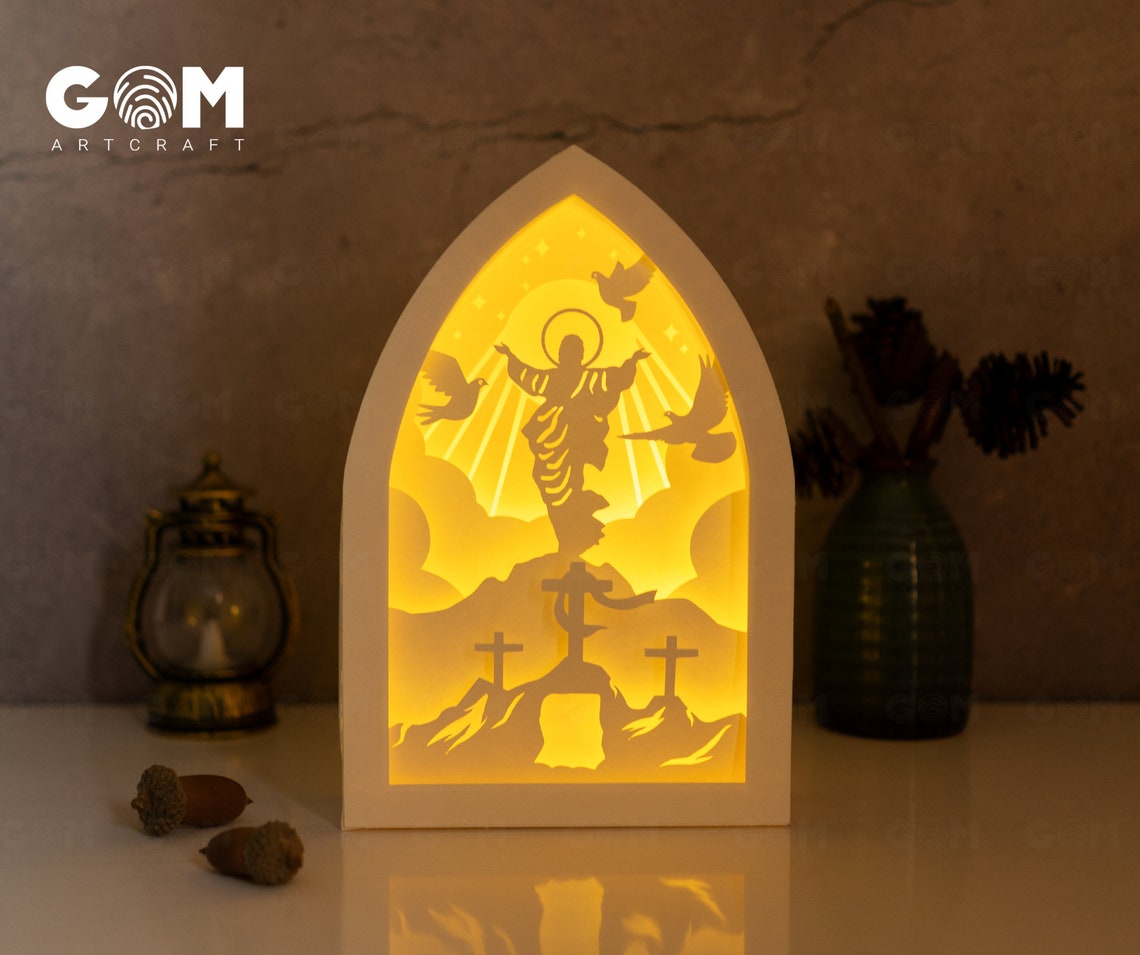 Jesus Risen Domed Shadow Box SVG – Paper Cut Light Box (digital ...