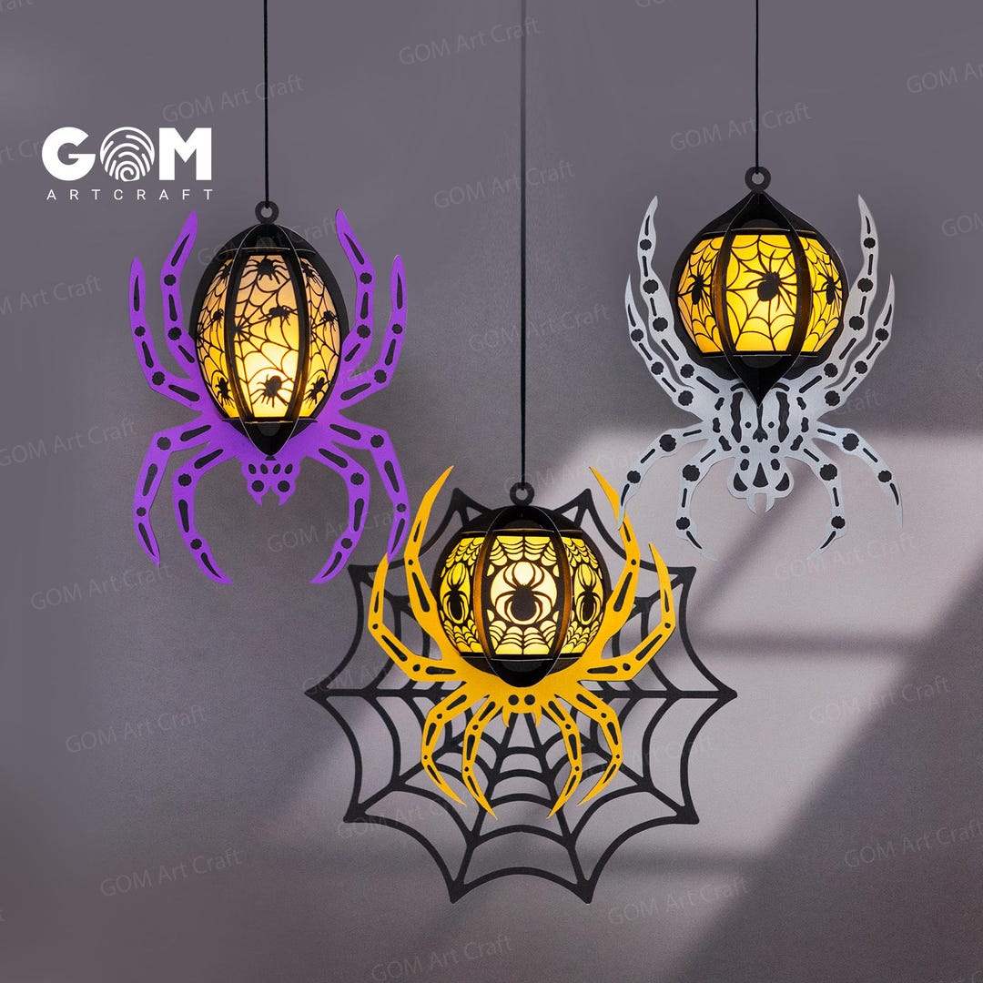 Set 3 Spider Lantern Template - Spiderweb Lantern SVG - Spider Lantern ...