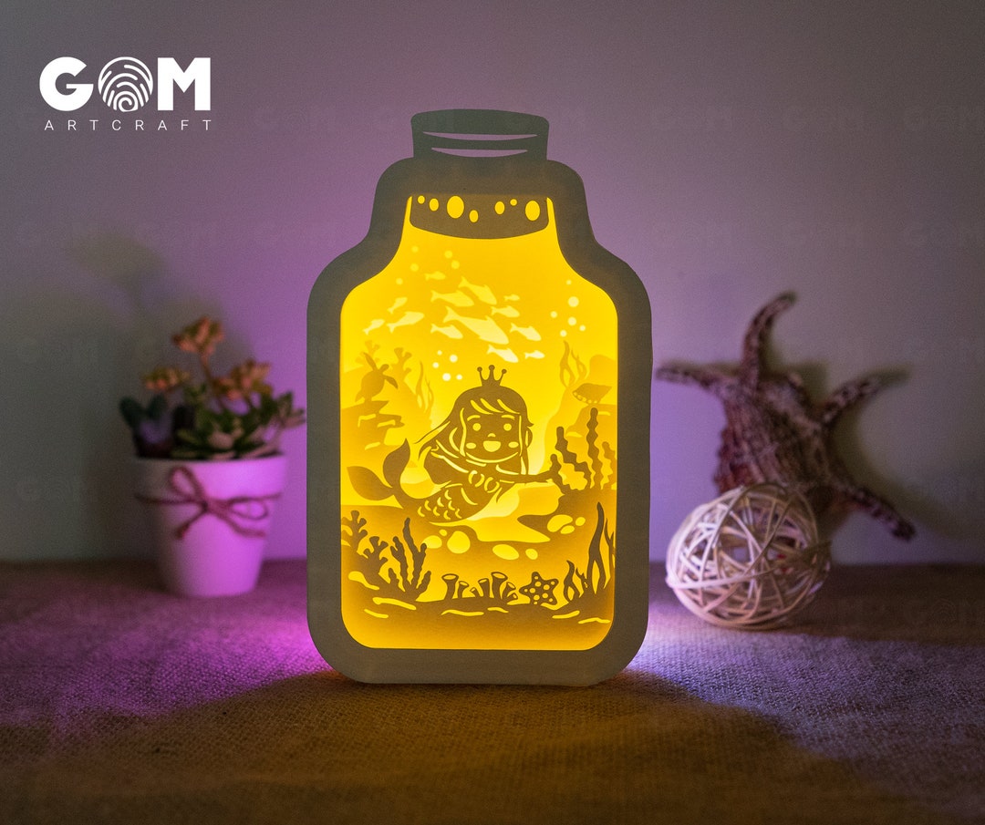 Mermaid Shadow Box - Papercut Mermaid Light Box - Paper Cut Template ...