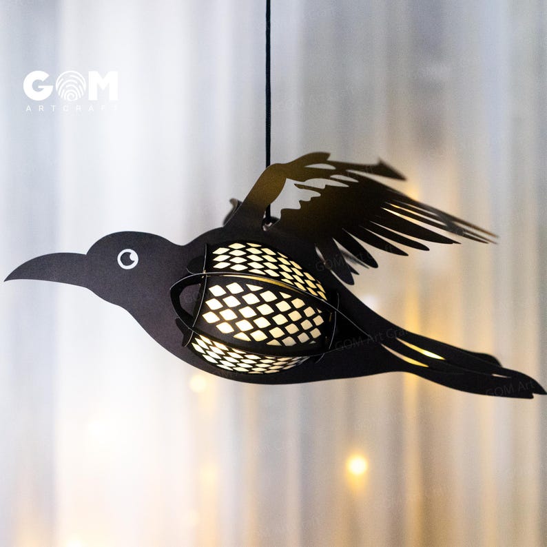 Set 3 Crow Lantern SVG - Hanging Crow Lantern Template - Crow Paper ...
