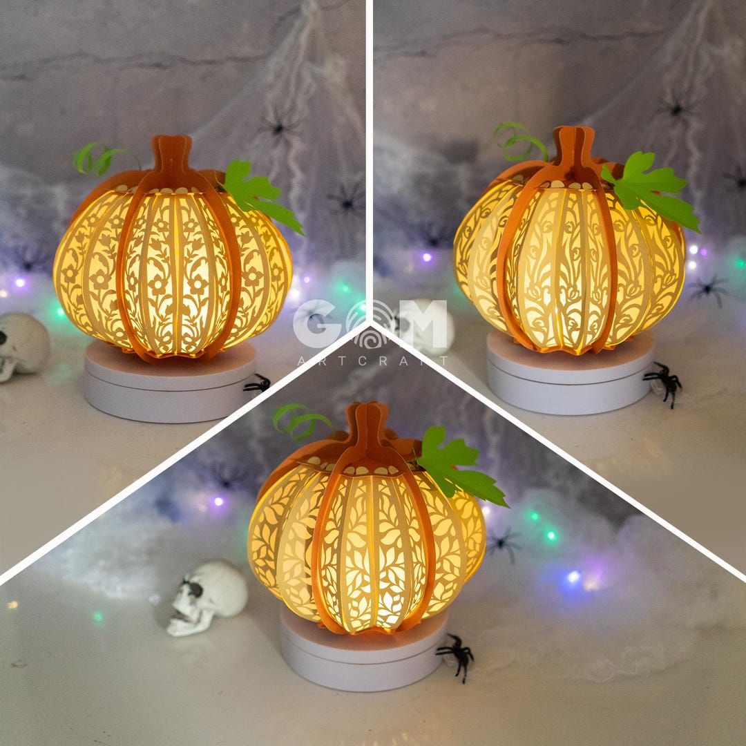 Set 3 Pumpkin Lantern 2 SVG - Pumpkin Paper Lantern for Halloween ...
