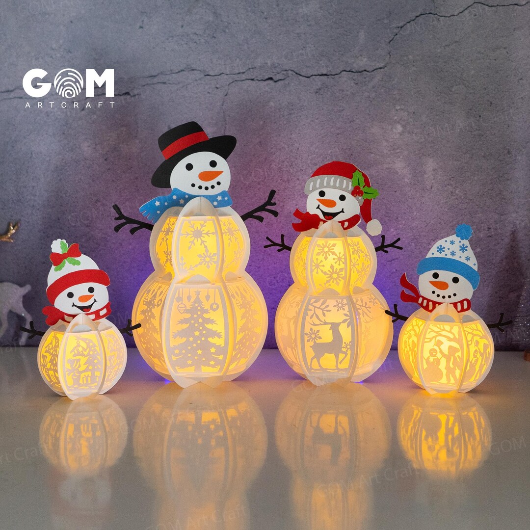 Snowman Family Lantern Template, DIY Lantern Christmas Ornaments, Paper ...