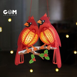 Cardinal Bird Couple Lantern Template - Cardinal Bird Christmas Lantern ...