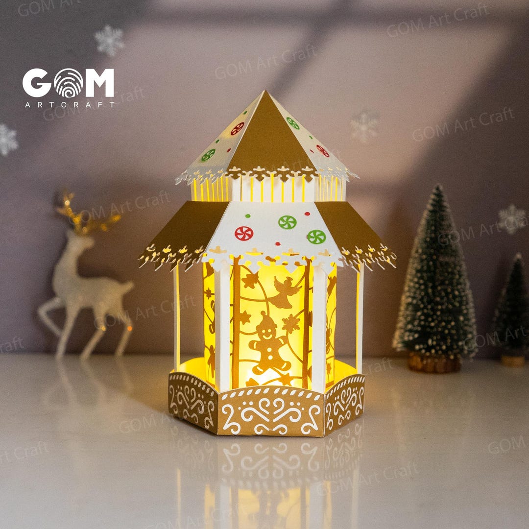 Gingerbread Christmas Lantern SVG, Christmas Carousel Lantern, DIY ...