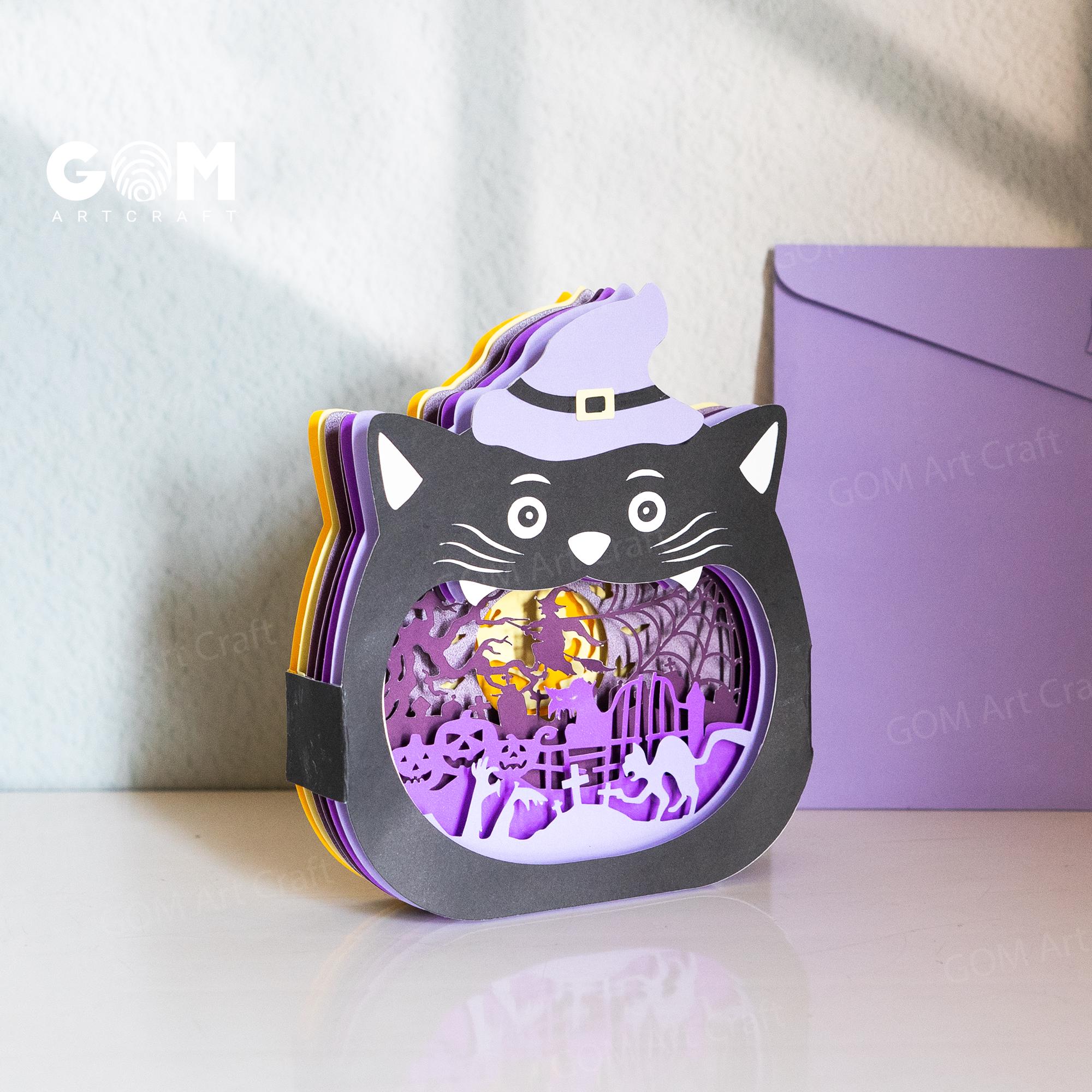 Set 3 Halloween Pop-up Card 3D, DIY Halloween Lantern Paper Cut ...
