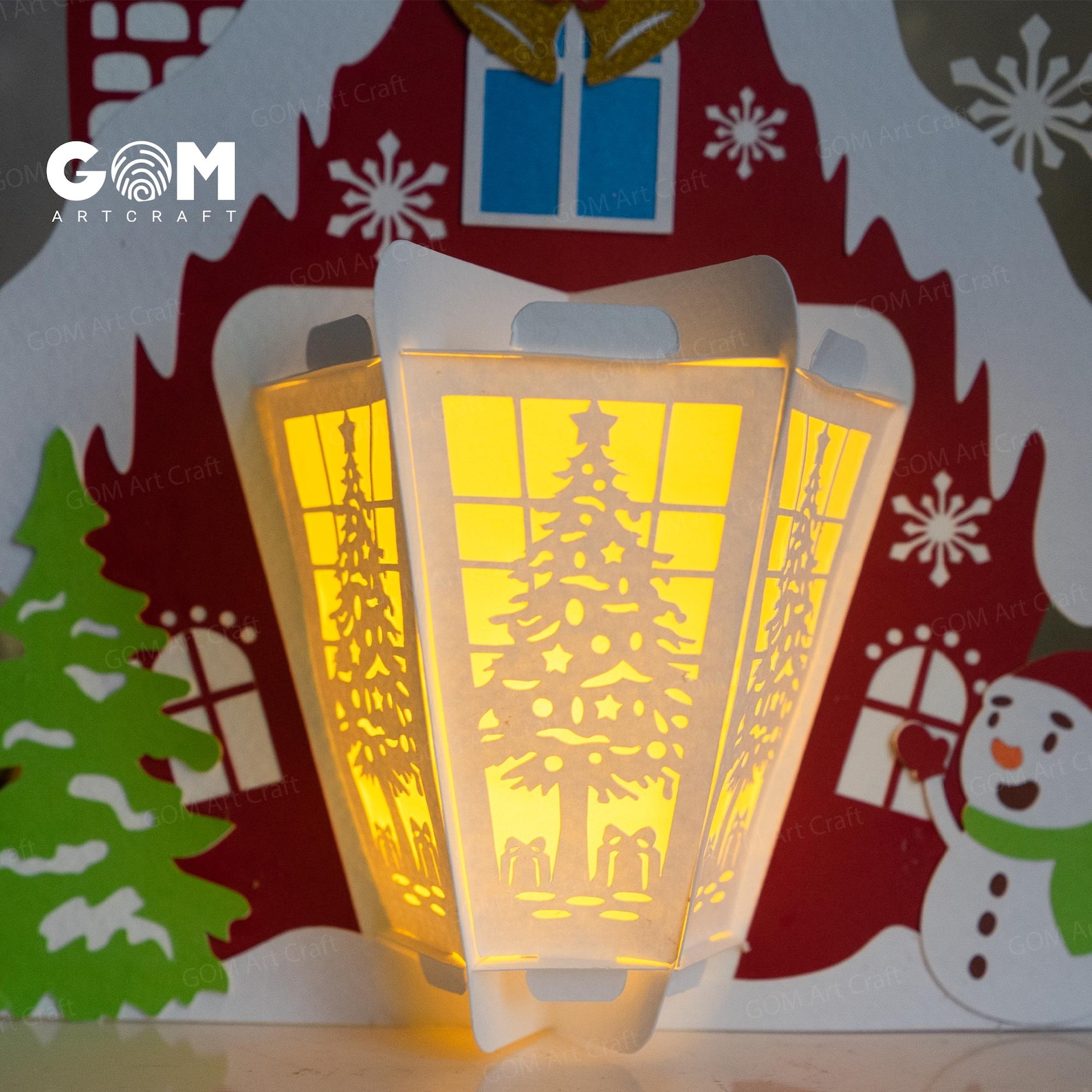 Set 3 Church Lantern, Gingerbread House Lantern, Snow House Template ...