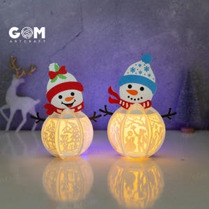 Snowman Family Lantern Template, DIY Lantern Christmas Ornaments, Paper ...