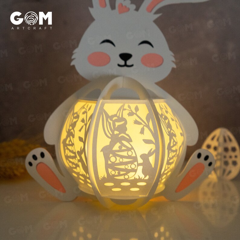 Bunny Lantern SVG Template – Easter Paper Cut, Cricut Project (digital ...