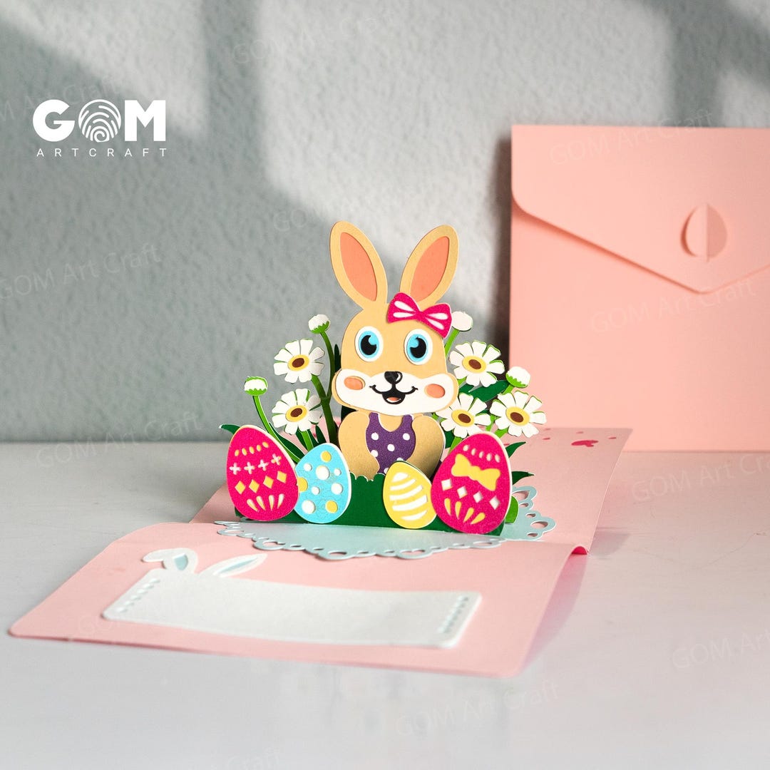 Easter Bunny Pop-up Card Template, DIY Paper Easter Egg Card, Bunny ...
