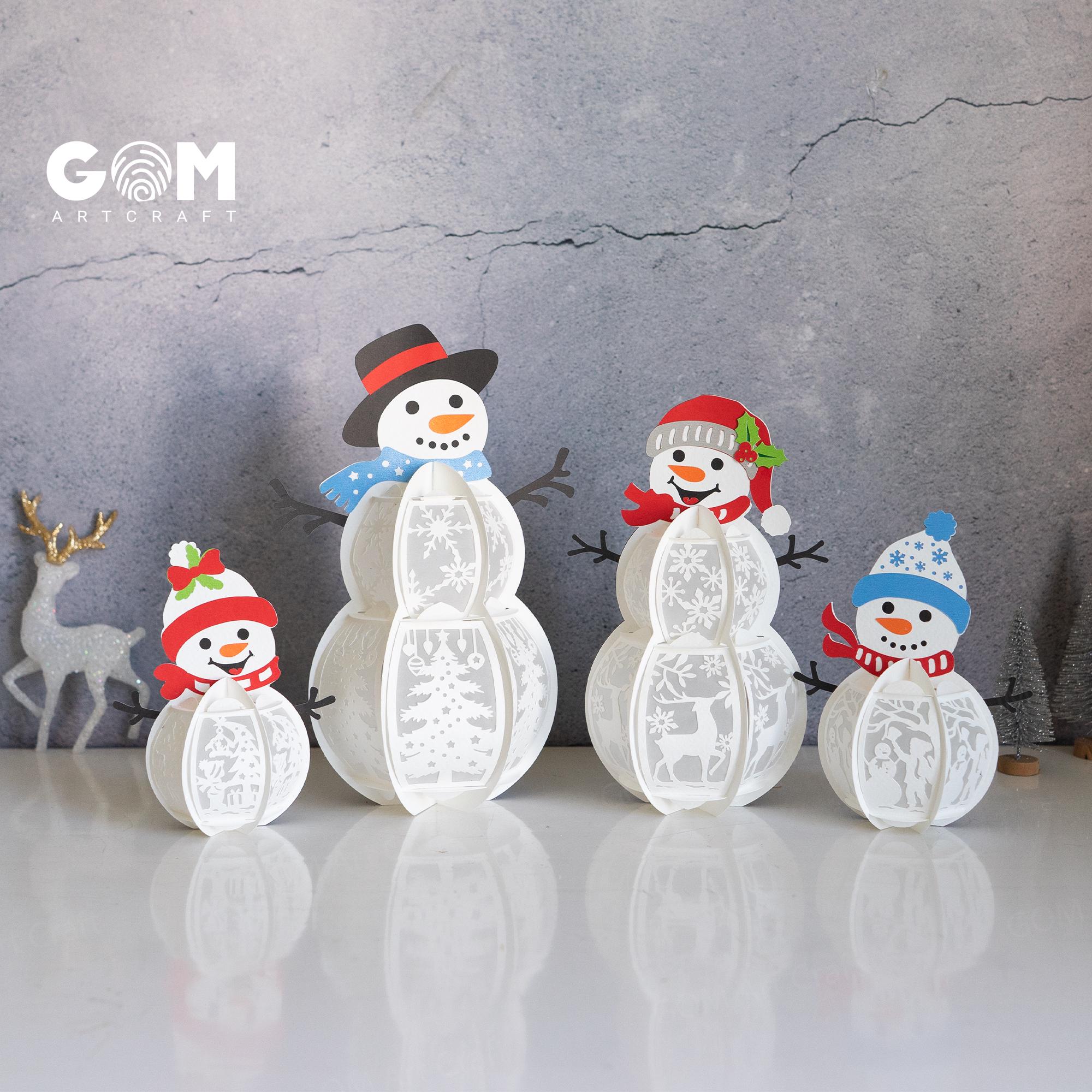 Snowman Family Lantern Template, DIY Lantern Christmas Ornaments, Paper ...