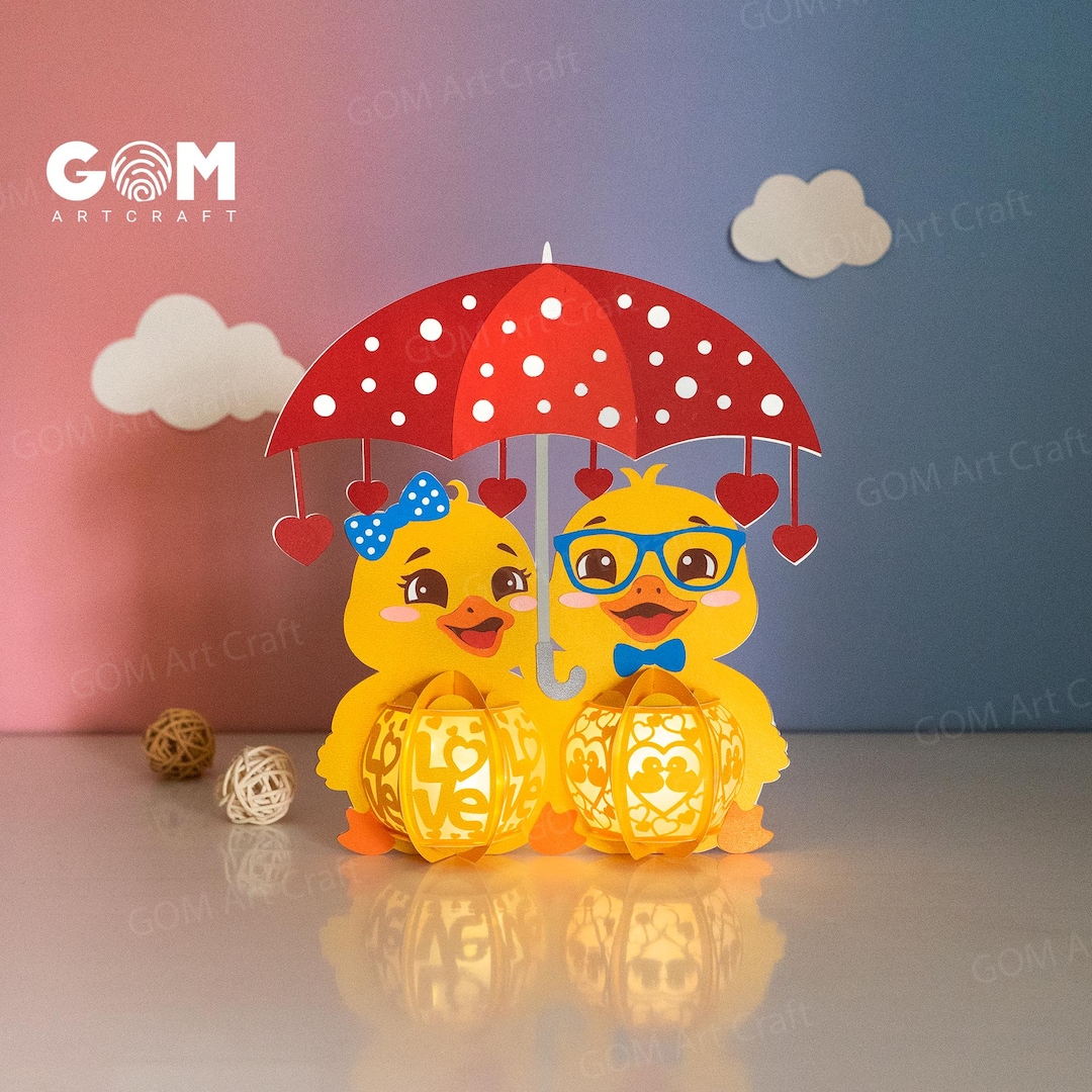 Duck Couple Lantern SVG, Love Duck Lantern, DIY Lantern Valentine's Day ...