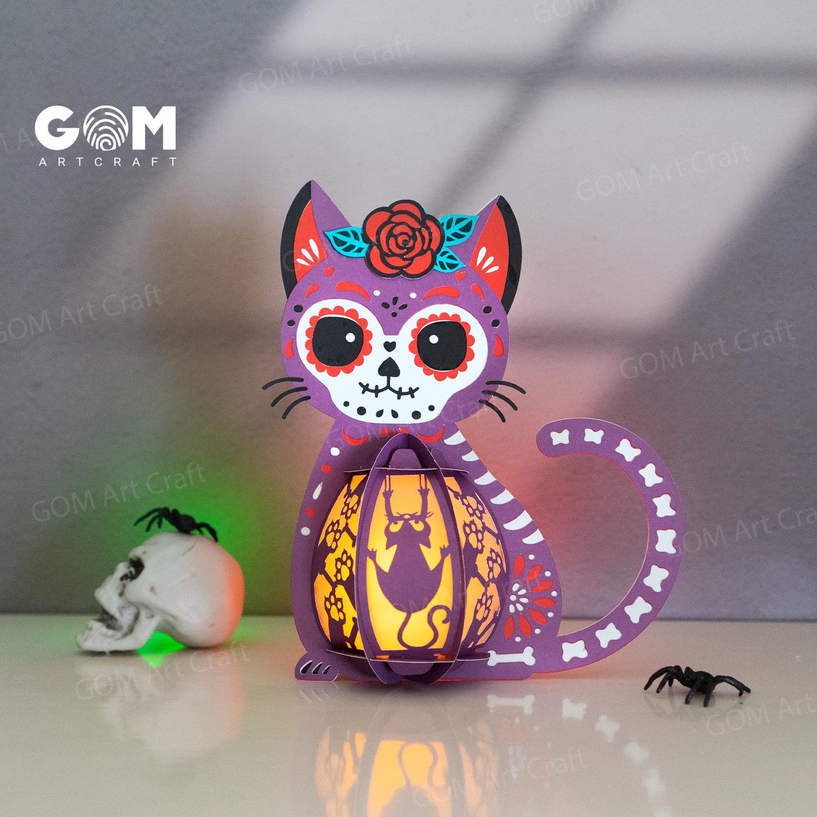 Set 3 Animals Catrina Lantern Template SVG, Day of the Dead Lantern ...