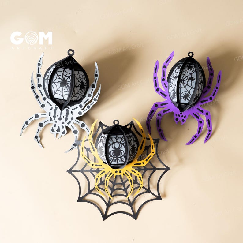 Set 3 Spider Lantern Template - Spiderweb Lantern SVG - Spider Lantern ...
