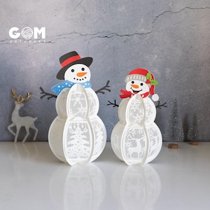 Snowman Family Lantern Template, DIY Lantern Christmas Ornaments, Paper ...