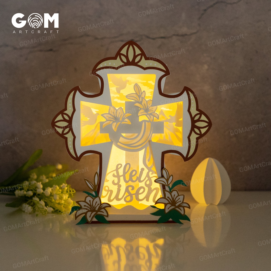 Jesus Shadow Box SVG - He is Risen Shadow Box - Resurrection Paper Cut ...